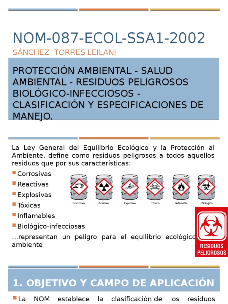 Nom 087 Ecol Ssa1 2002 | PDF | Residuos | Naturaleza
