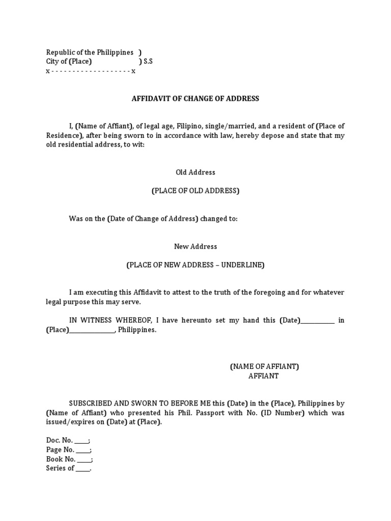 Affidavit of Change of Address | PDF