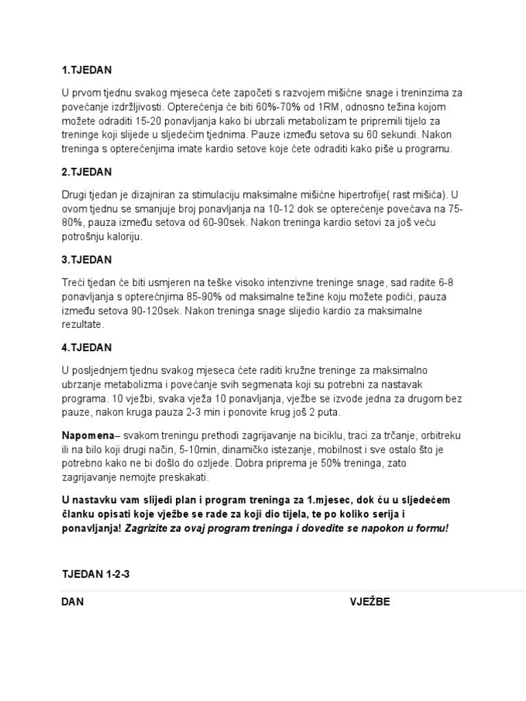 Program Treninga | PDF