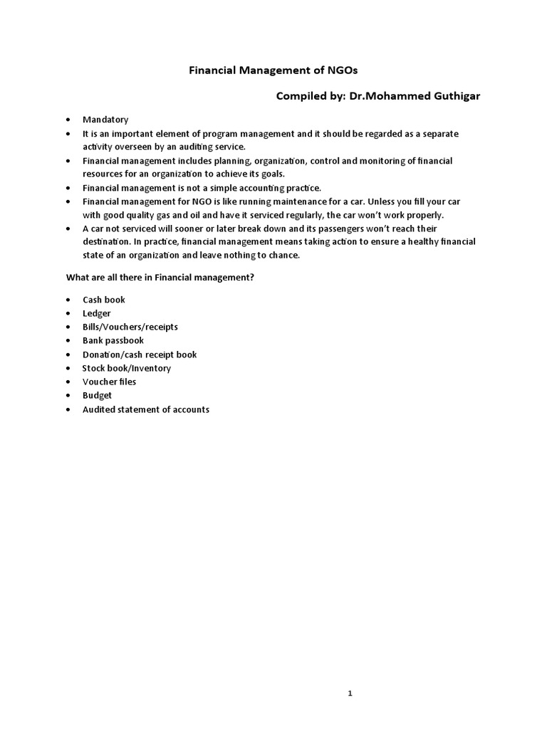 NGO Financial Management Guide | PDF | Debits And Credits | Service ...