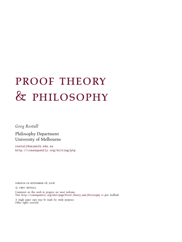 Introduction to Proof Theory and Logic | PDF | Logic | Inference