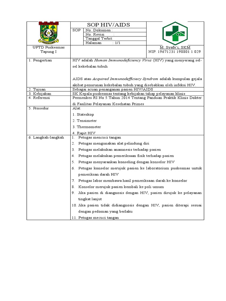 Sop Hiv | PDF