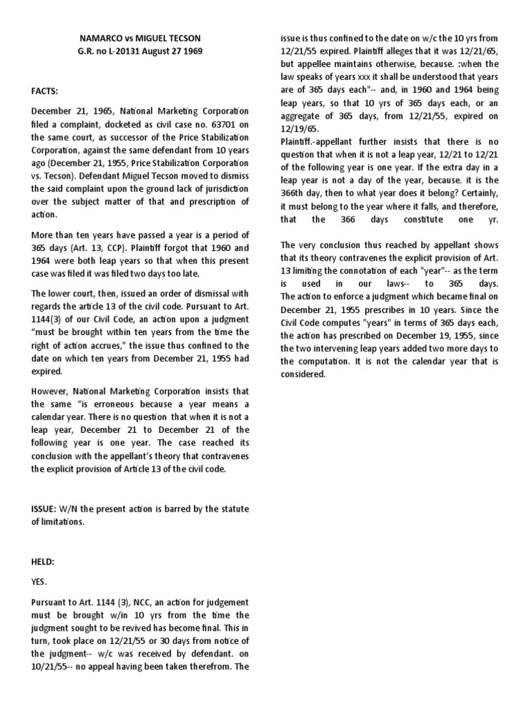 Namarco VS Tecson | PDF | Judgment (Law) | Courts