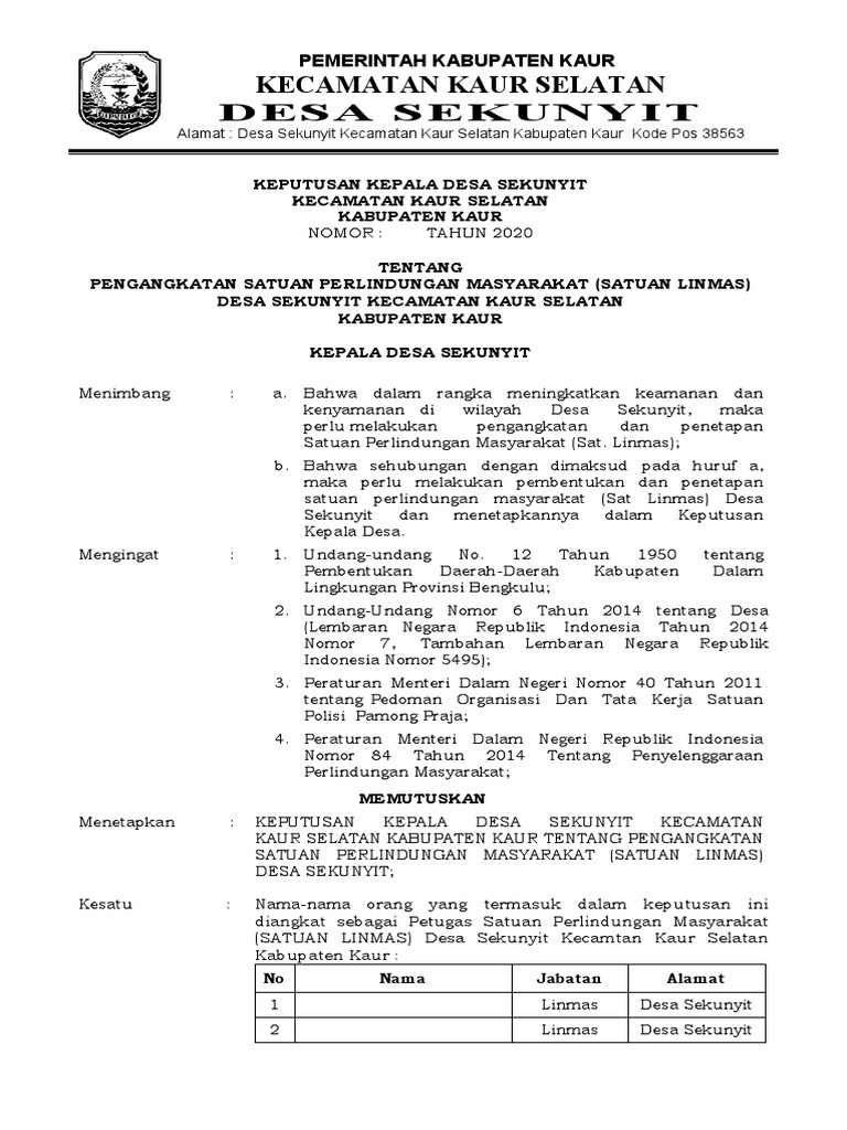 SK Linmas | PDF SK Linmas | PDF