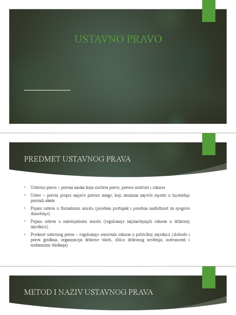 Prezentacija - Ustavno Pravo - Uvod | PDF