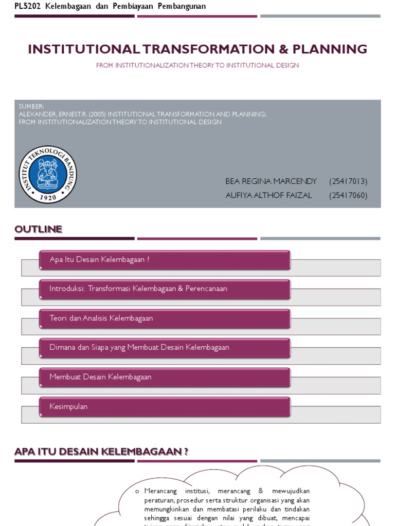 Institutional Design for Development Planning | PDF