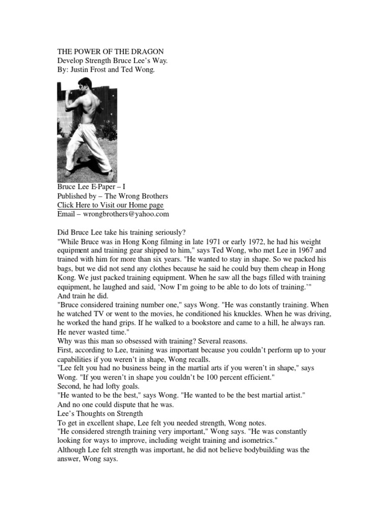 Bruce Lee's Strength Training | PDF | Bruce Lee | Weight Training