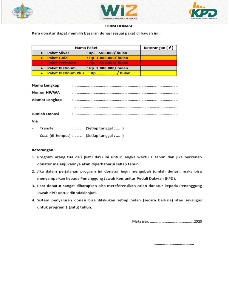 Form Donasi | PDF | Pengelolaan Keuangan & Uang