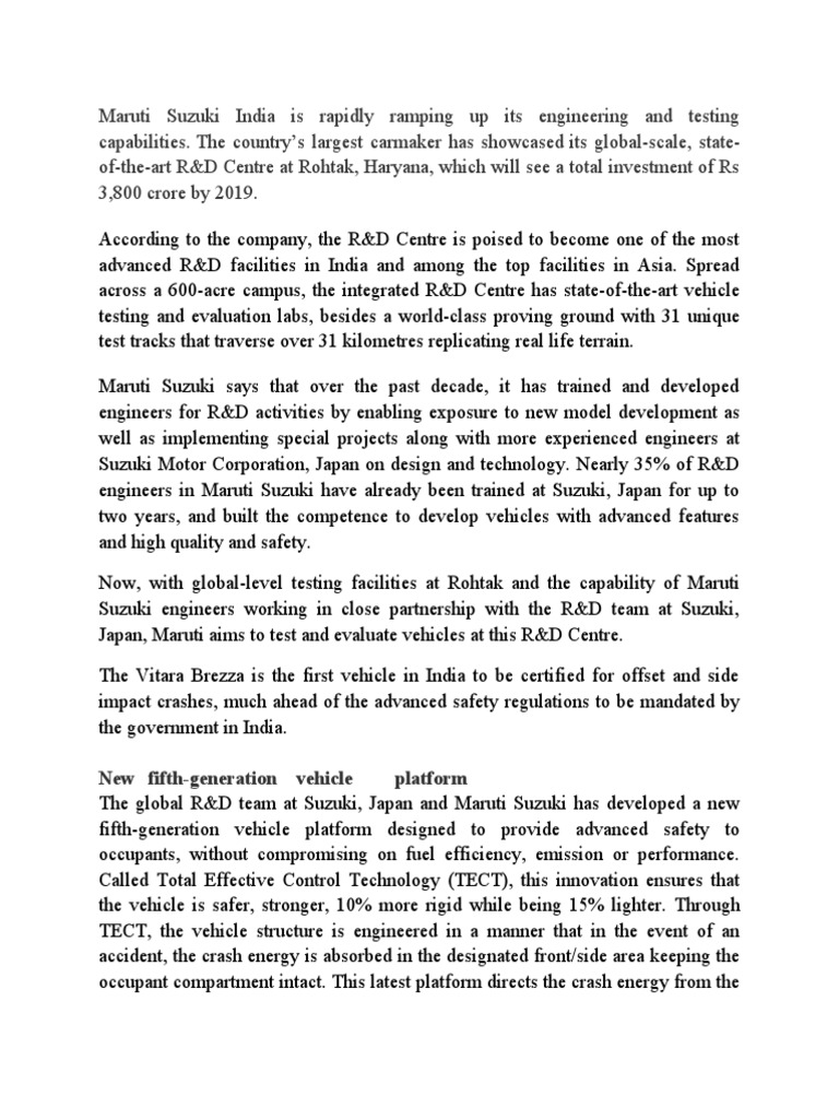 Maruti Executive Summary | Download Free PDF | Vehicles | Automotive ...