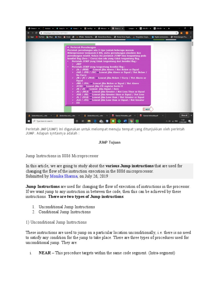 8086 Jump Instructions Guide | PDF | Central Processing Unit | Computer Engineering