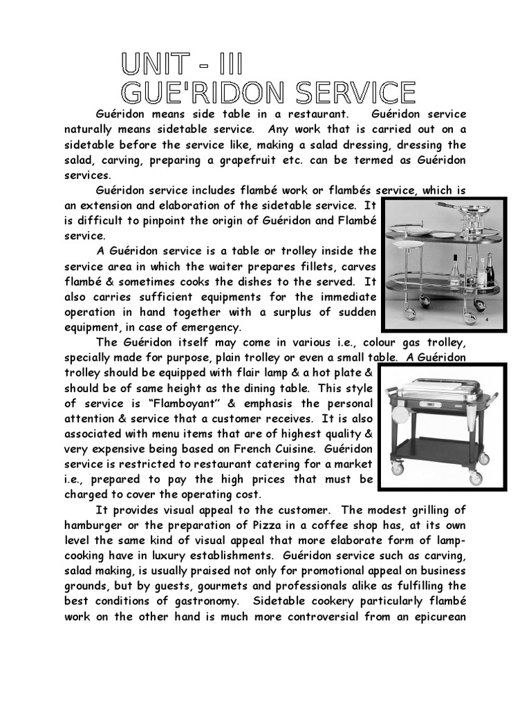 Gueridon Service | PDF | Tableware | Foodservice