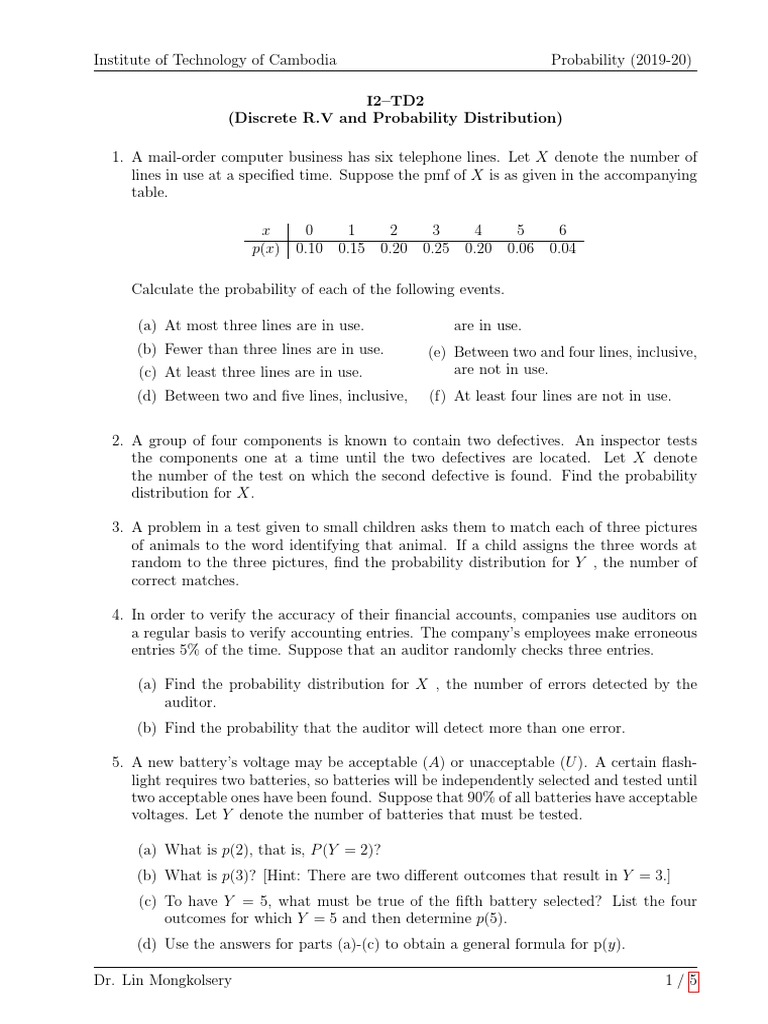 Pro TD2 (2019 20) | PDF | Poisson Distribution | Teaching Mathematics