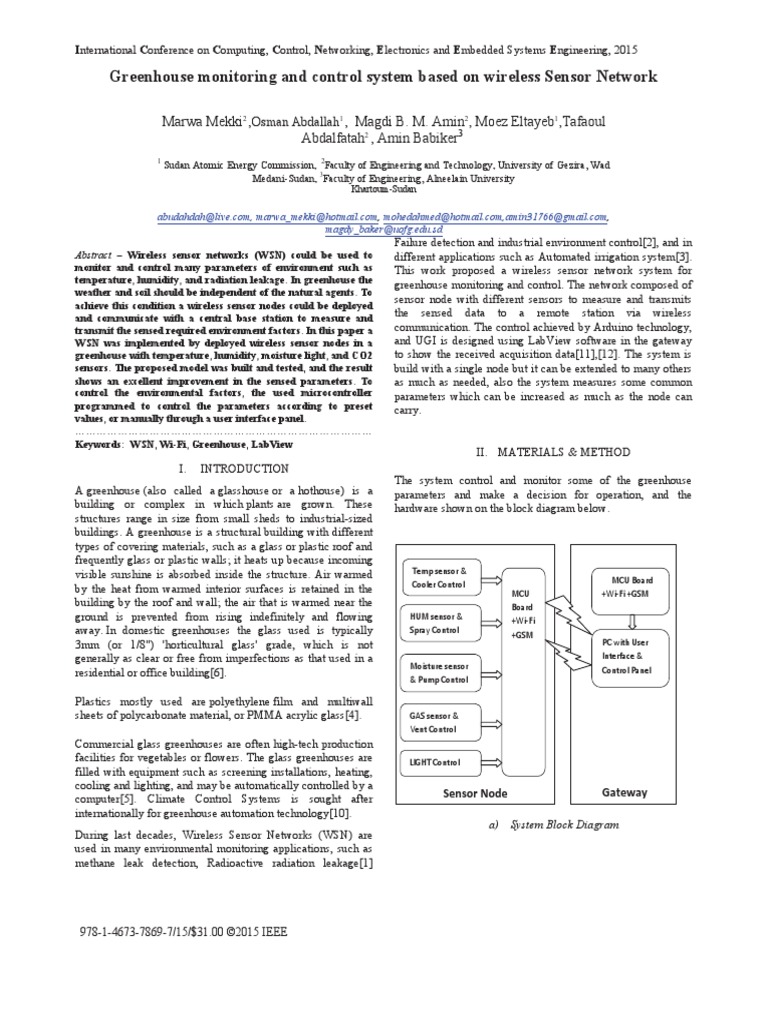 Greenhouse Monitoring and Control System Based On Wireless Sensor ...