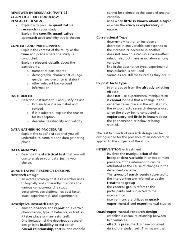 Reviewer in Research (PART 1) G11 | PDF | Research Design | Validity ...