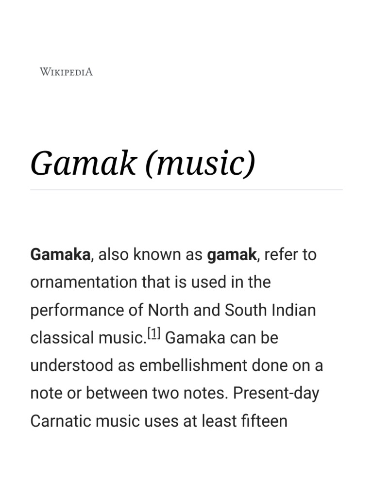 Gamak (Music) - Wikipedia | PDF | Notation | Traditional Music