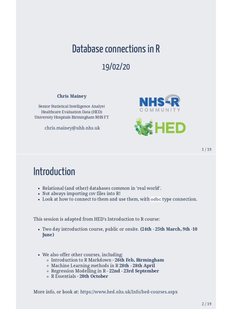 Database Connections in R | PDF | Sql | Databases