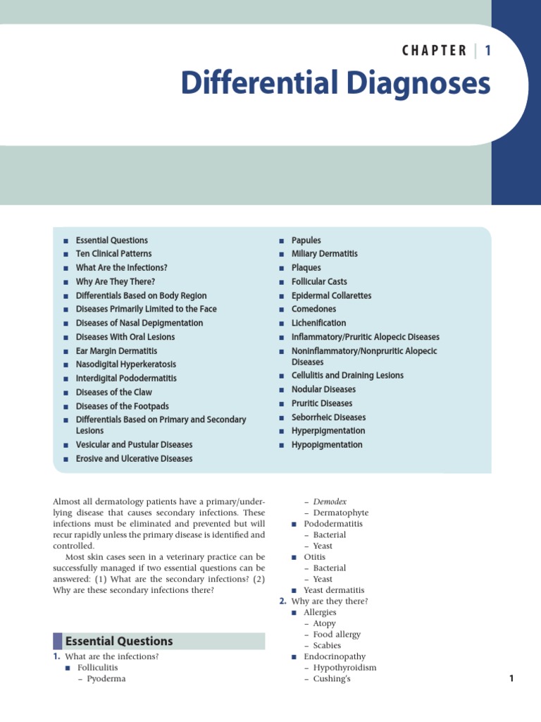 CHAPTER - 1 - Differential Diagnoses - 2011 - Small Animal Dermatology PDF | PDF | Allergy ...