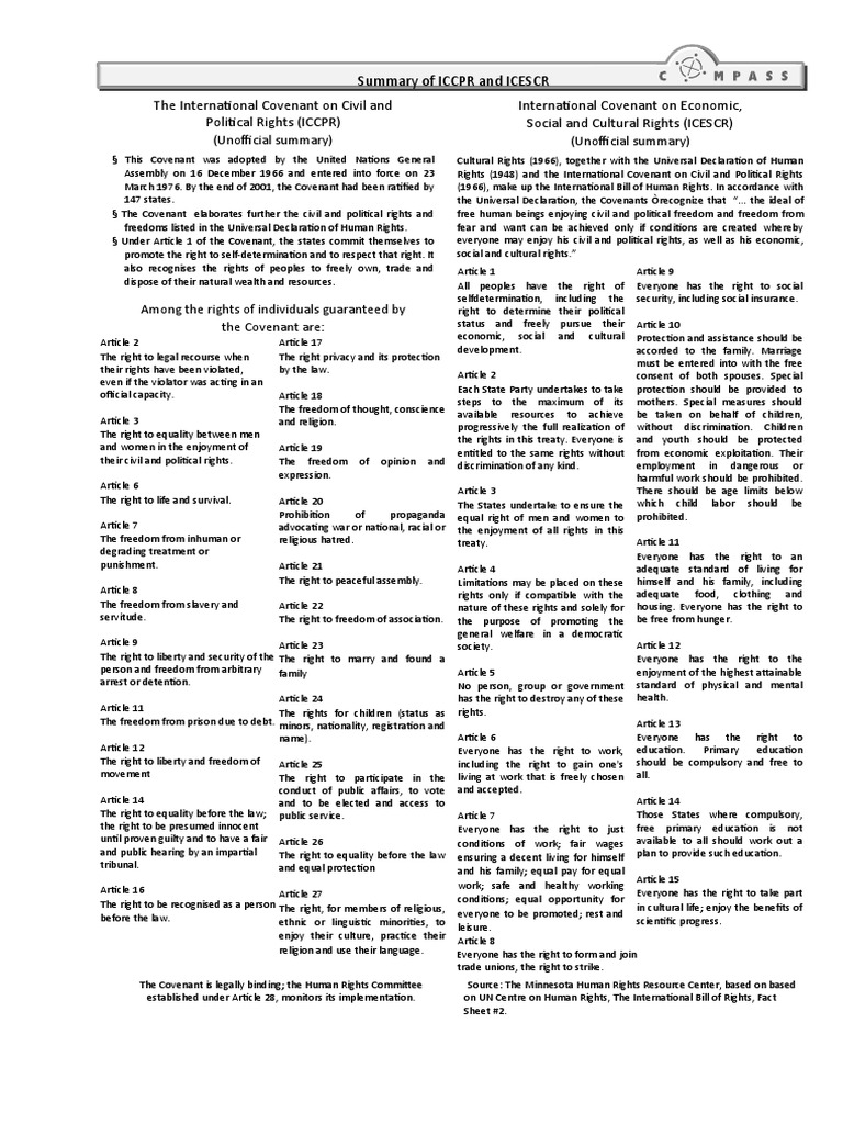ICCPR and ICESER | Download Free PDF | Human Rights | European ...