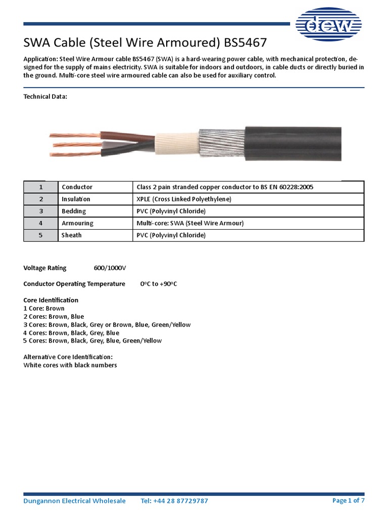 SWA | PDF | Electrical Wiring | Electrical Conductor