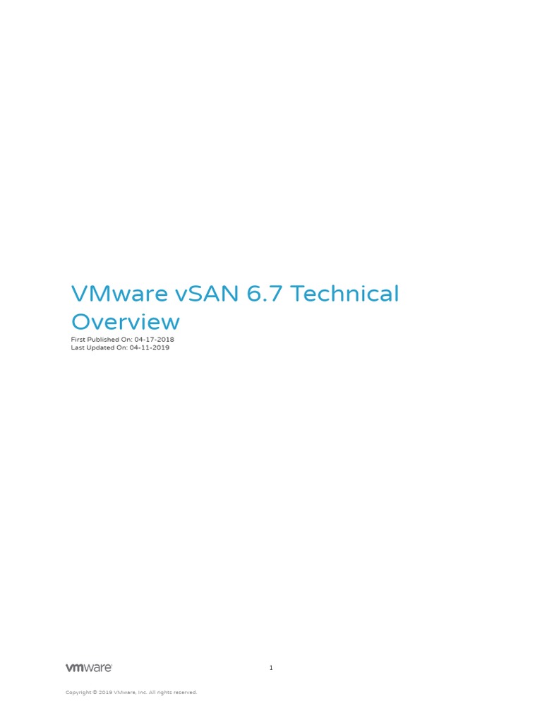 VMware vSAN 6.7 Technical Overview PDF | PDF | V Mware | Computer Cluster