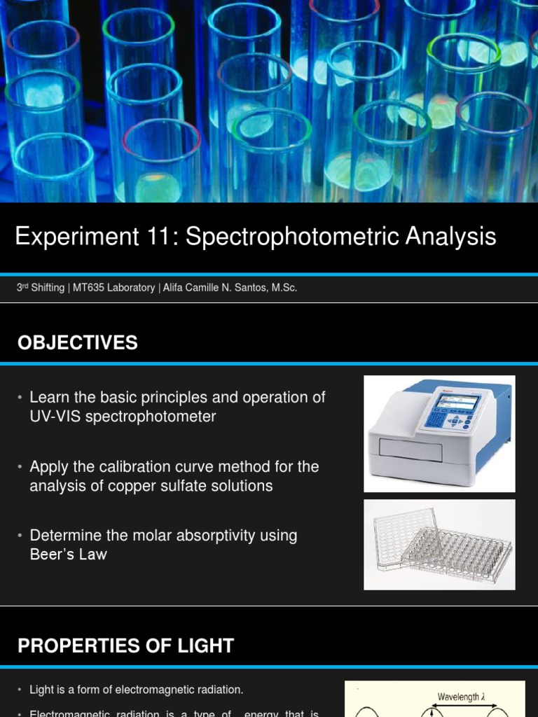 (Pre-Lab) Experiment 11 - Spectrophotometric Analysis | PDF ...
