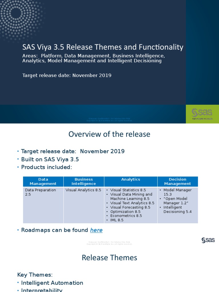SAS Viya 3.5 New Features Updated 10082019 | PDF | Sas (Software ...