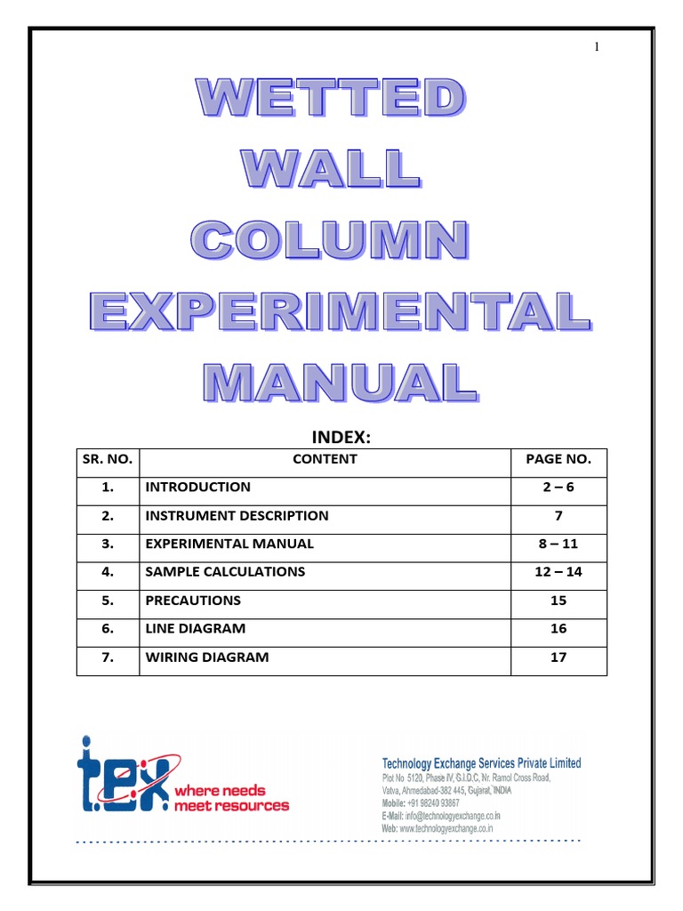Wetted Wall Column Experimental Manual | PDF | Oxide | Diffusion