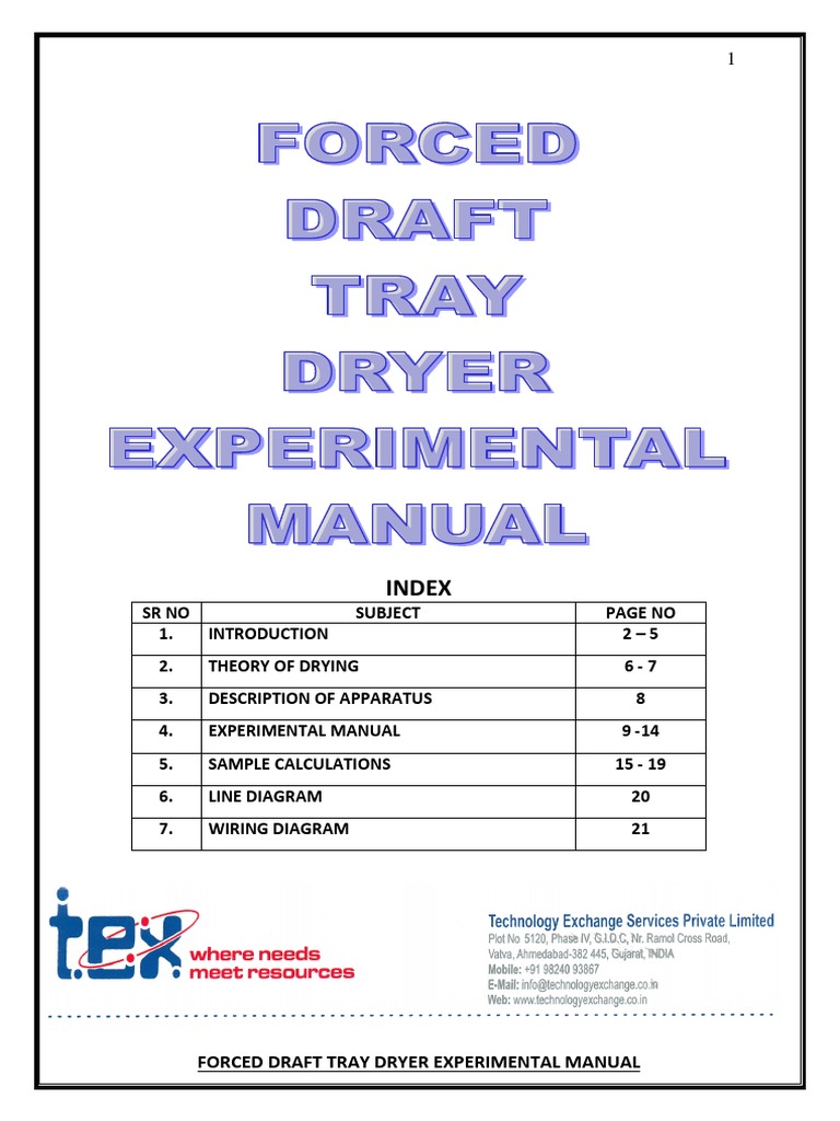 Force Draft Tray Dryer Experimental Manual | PDF | Humidity | Clothes Dryer