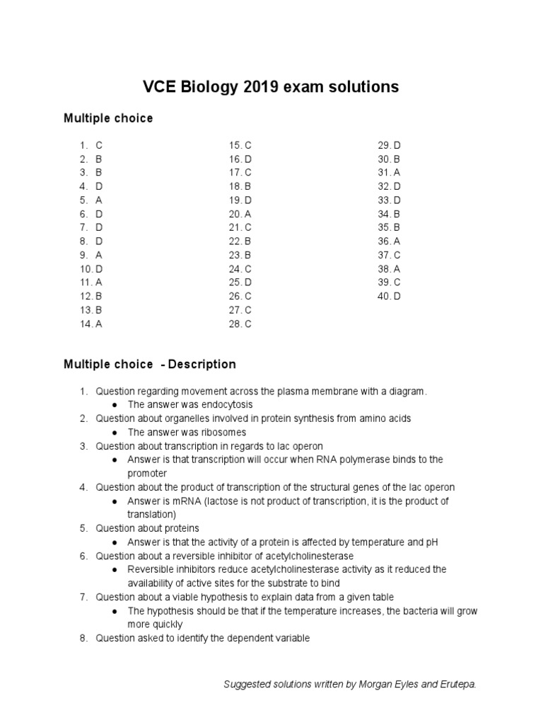 2019 VCE Biology Exam Solutions | PDF | Zika Fever | Virus