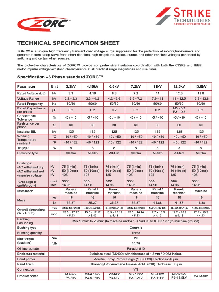 General Data Sheet - ZORC 2 | PDF | Capacitor | Insulator (Electricity)