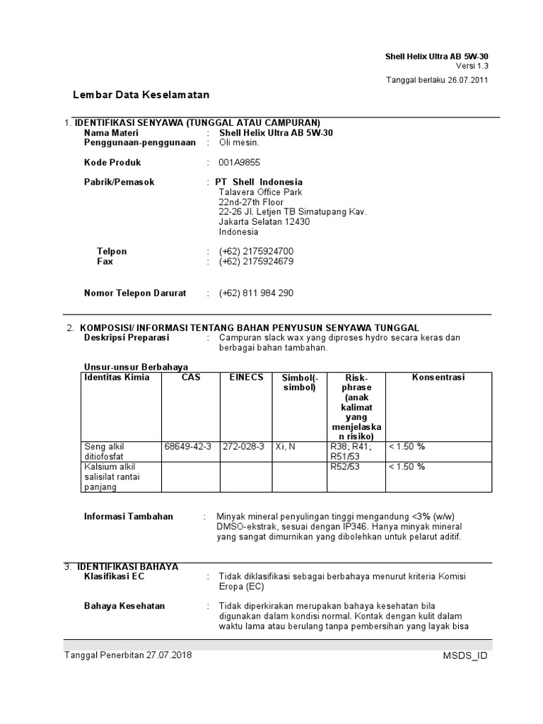 04 MSDS OLI Mesin | PDF