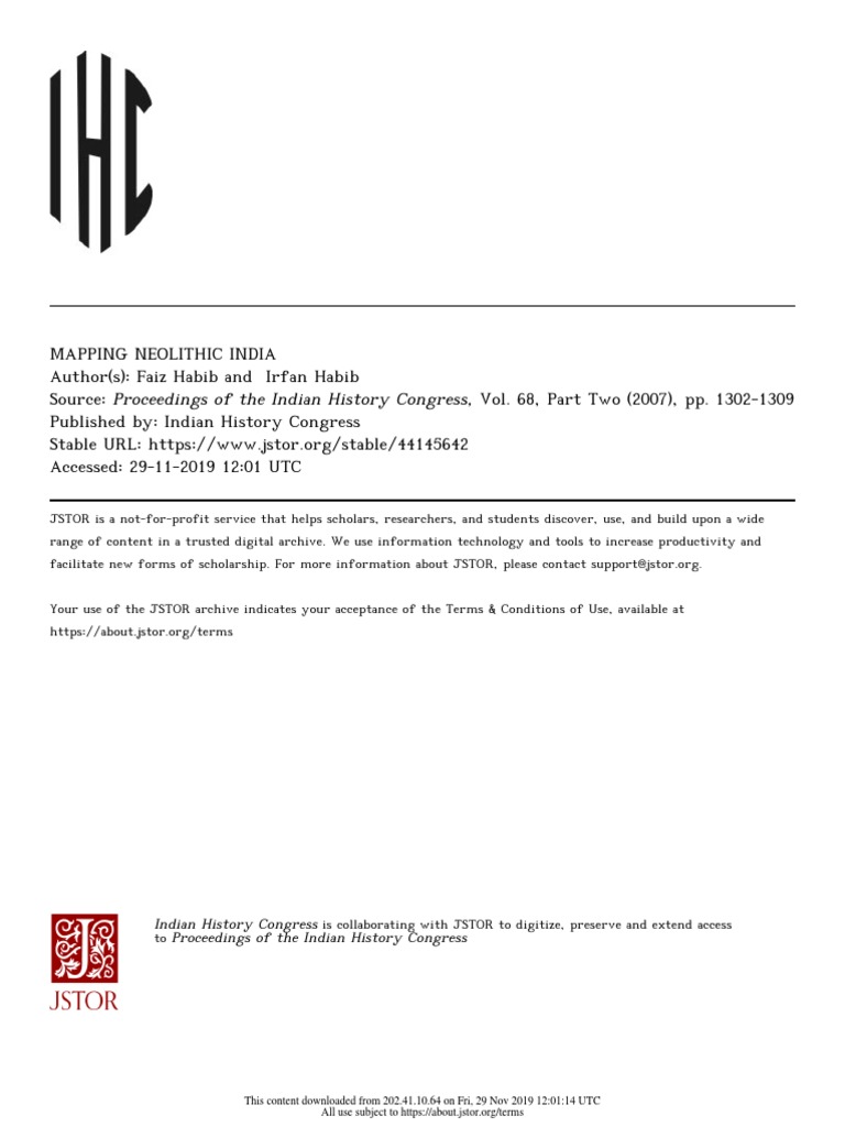 Faiz Habib and Irfan Habib, Mapping Neolithic India | PDF | Neolithic ...