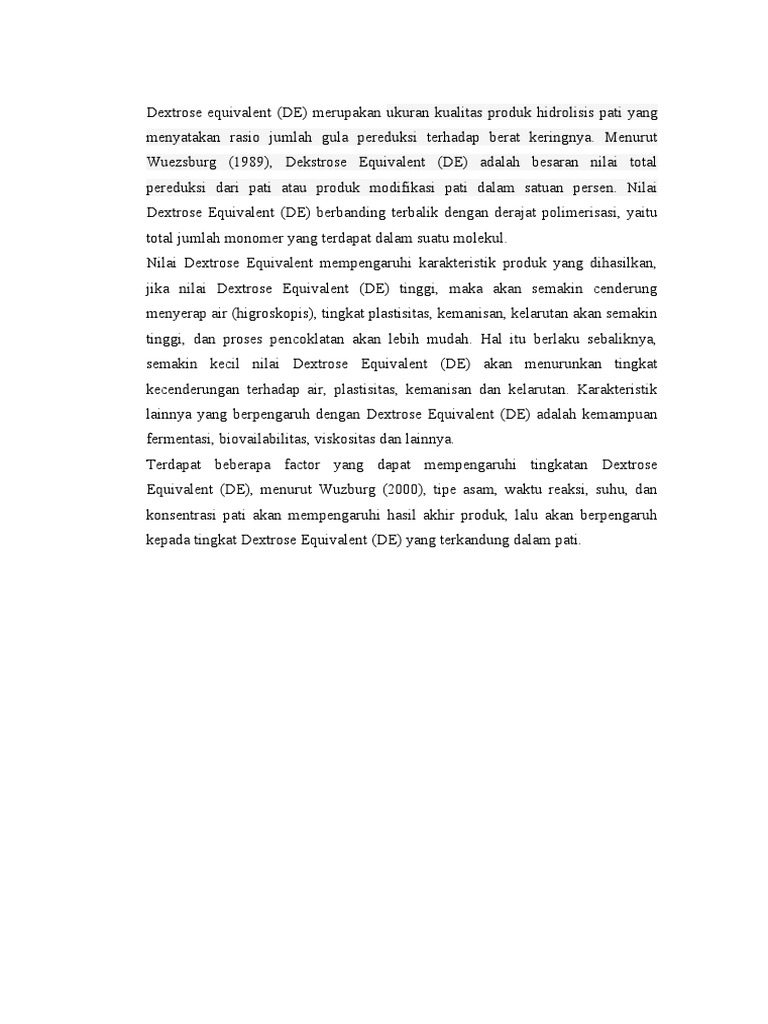 Dextrose Equivalent | PDF