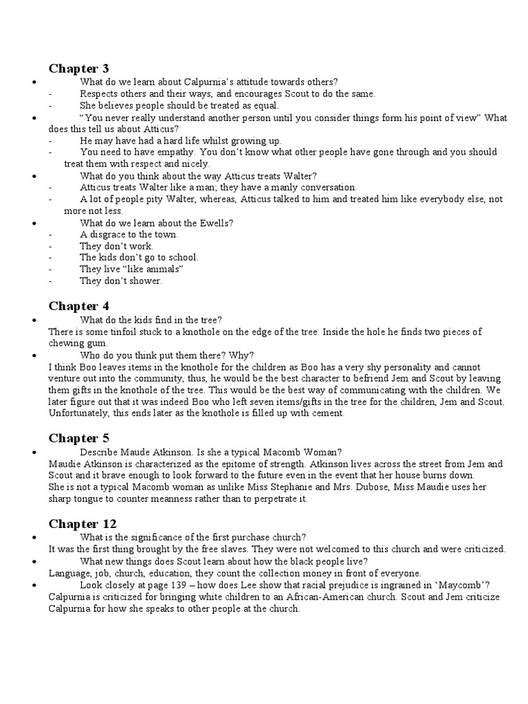 Eng Chapters TKAM | PDF | To Kill A Mockingbird