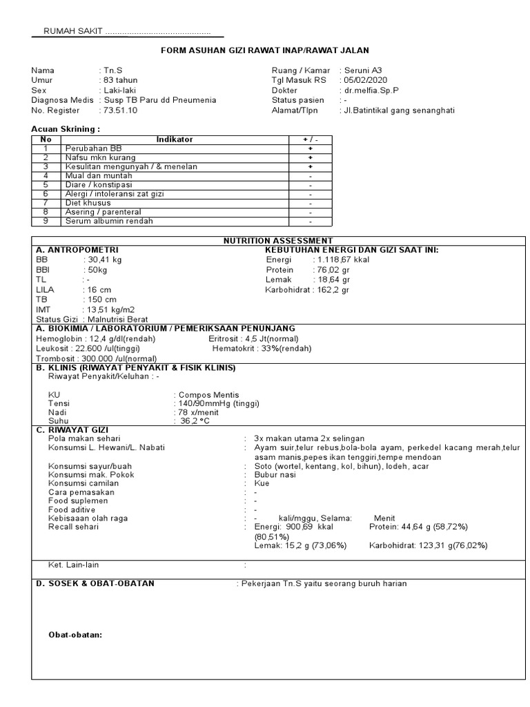 Form ADIME TN - Syamsudin | PDF