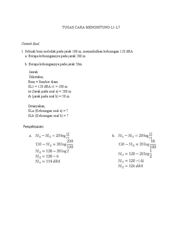 Cara Menghitung Kebisingan Kumulatif L1-L7 | PDF