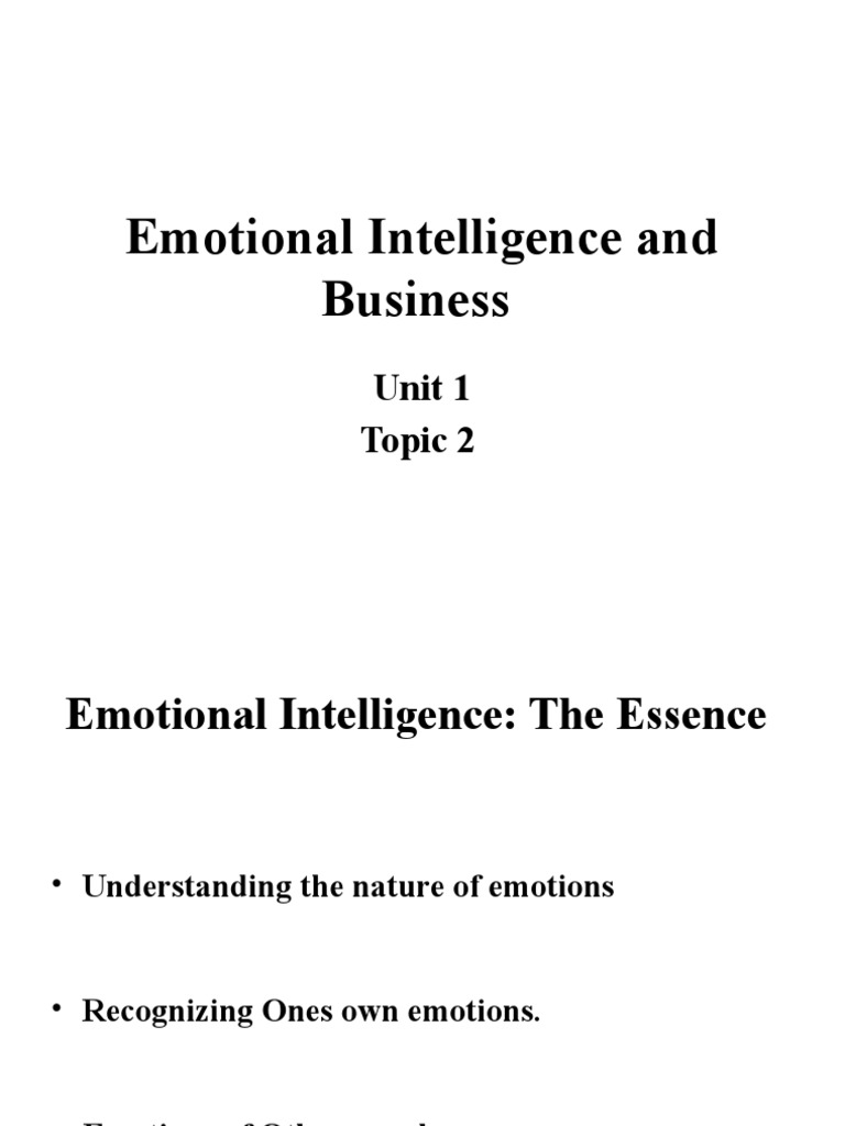 Emotional Intelligence and Business | PDF