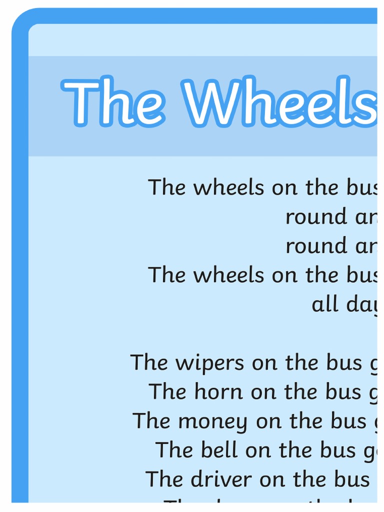 The Wheels On The Bus Nursery Rhyme Large Displa1y Poster | PDF