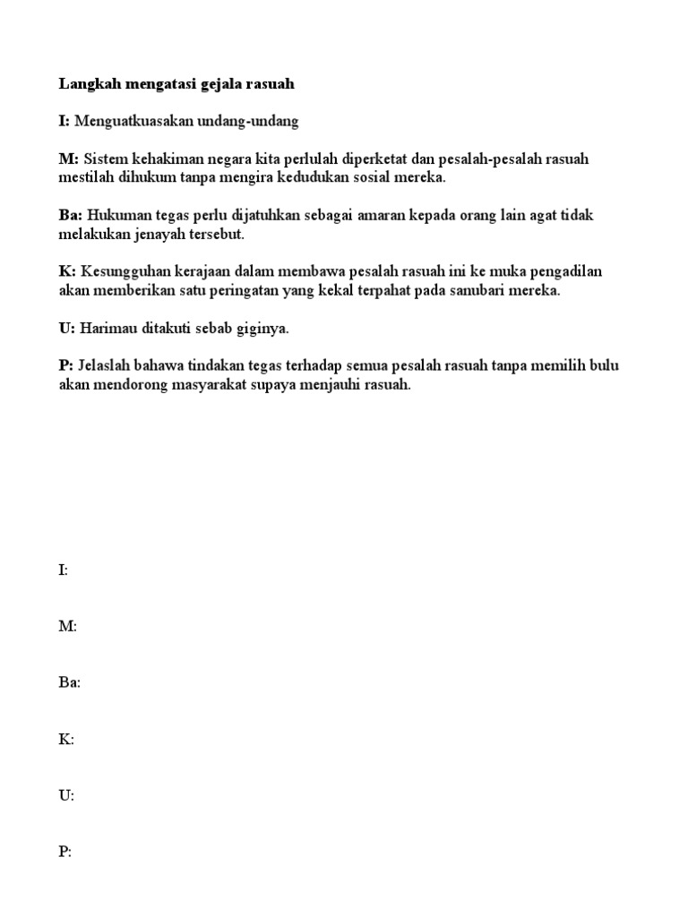Langkah Mengatasi Gejala Rasuah | PDF | Ilmu Sosial