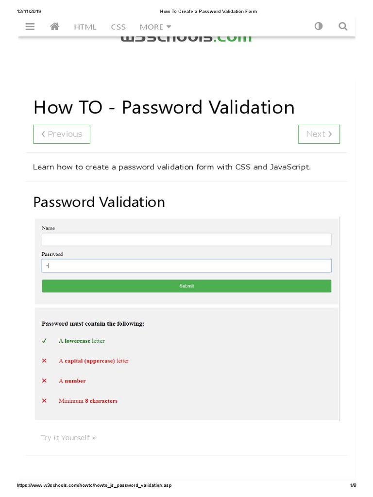 How To Create A Password Validation Form | PDF | Bootstrap (Front End Framework) | J Query