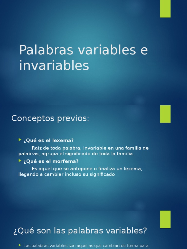 Palabras Variables e Invariables | PDF | Palabra | Sustantivo