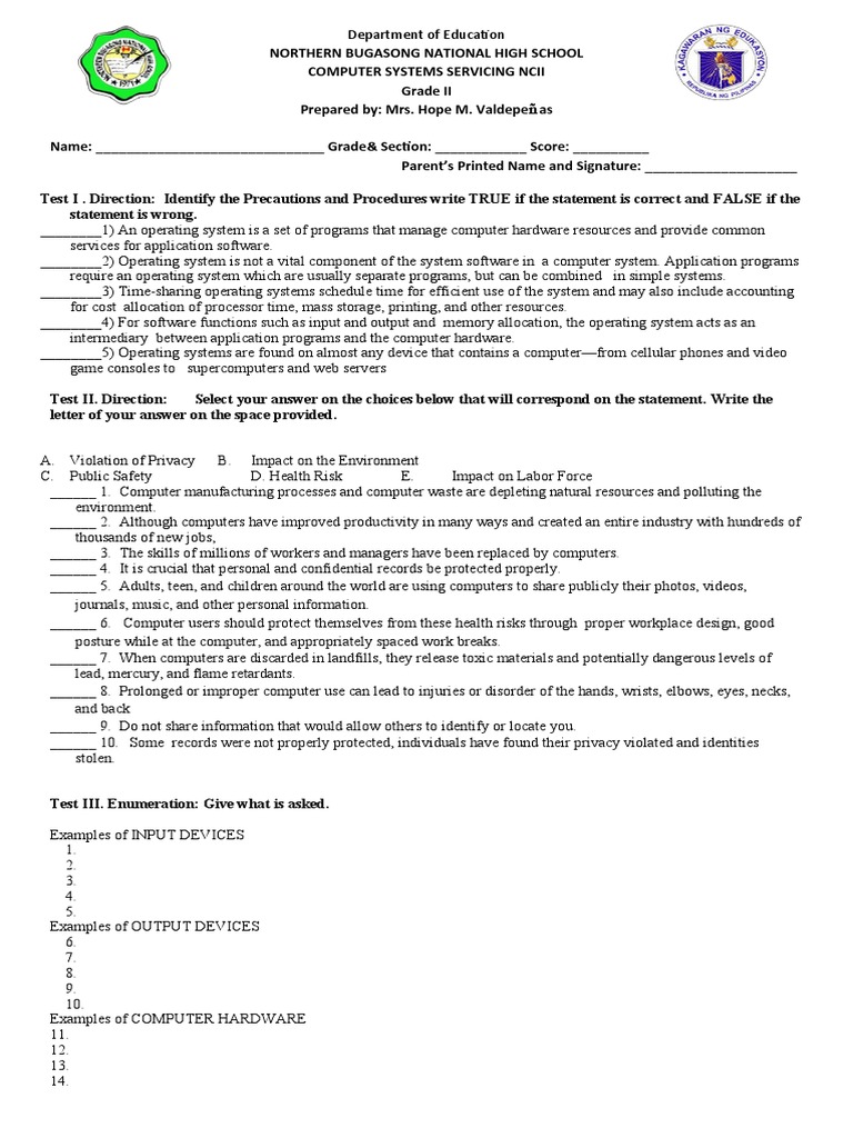 Grade 11 Quiz | PDF | Operating System | Computer Program