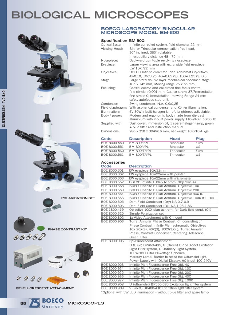 Boeco Biological Microscopes 14 - en | PDF | Lenses | Microscopy