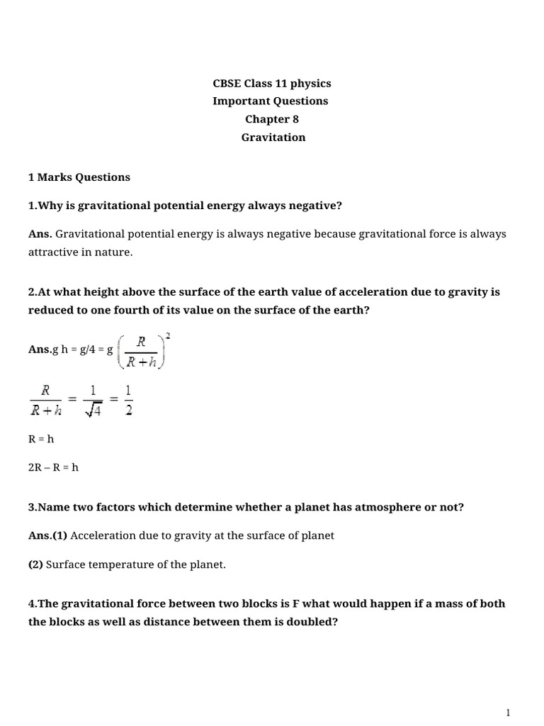 Chapter 8 Gravitation | PDF | Orbit | Mass