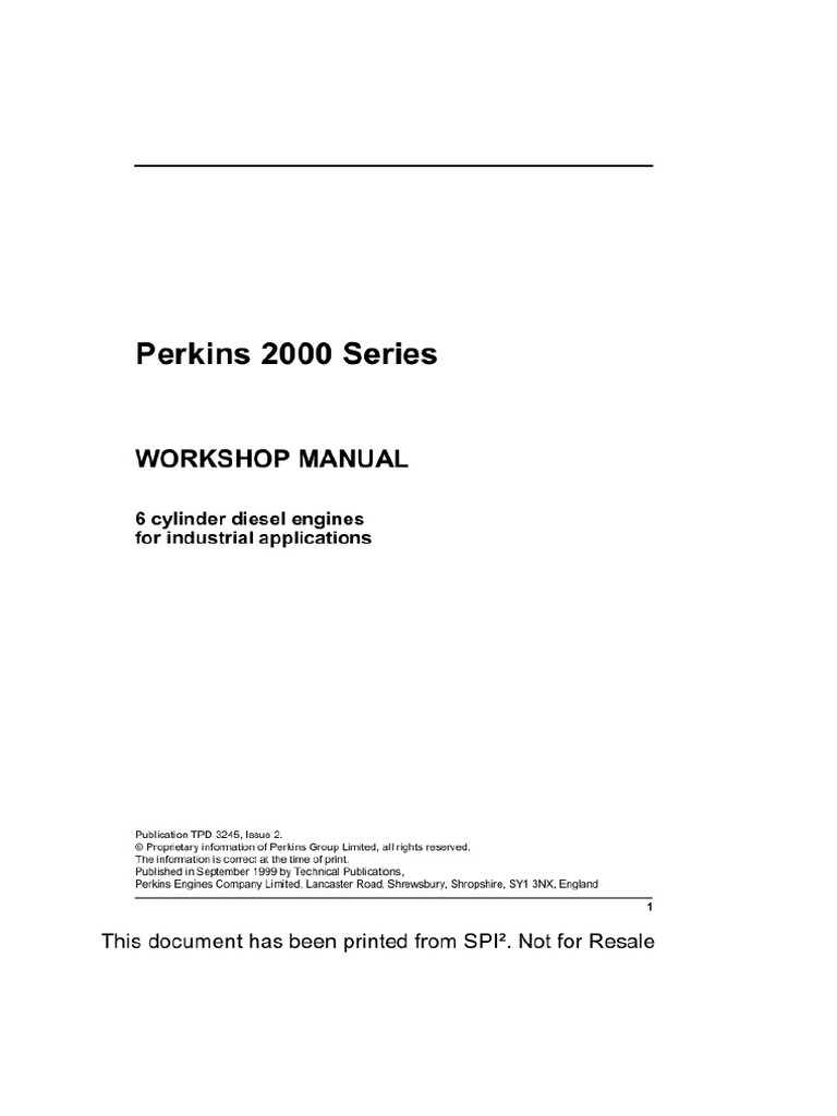 Perkins 2000's Workshop Manual | PDF