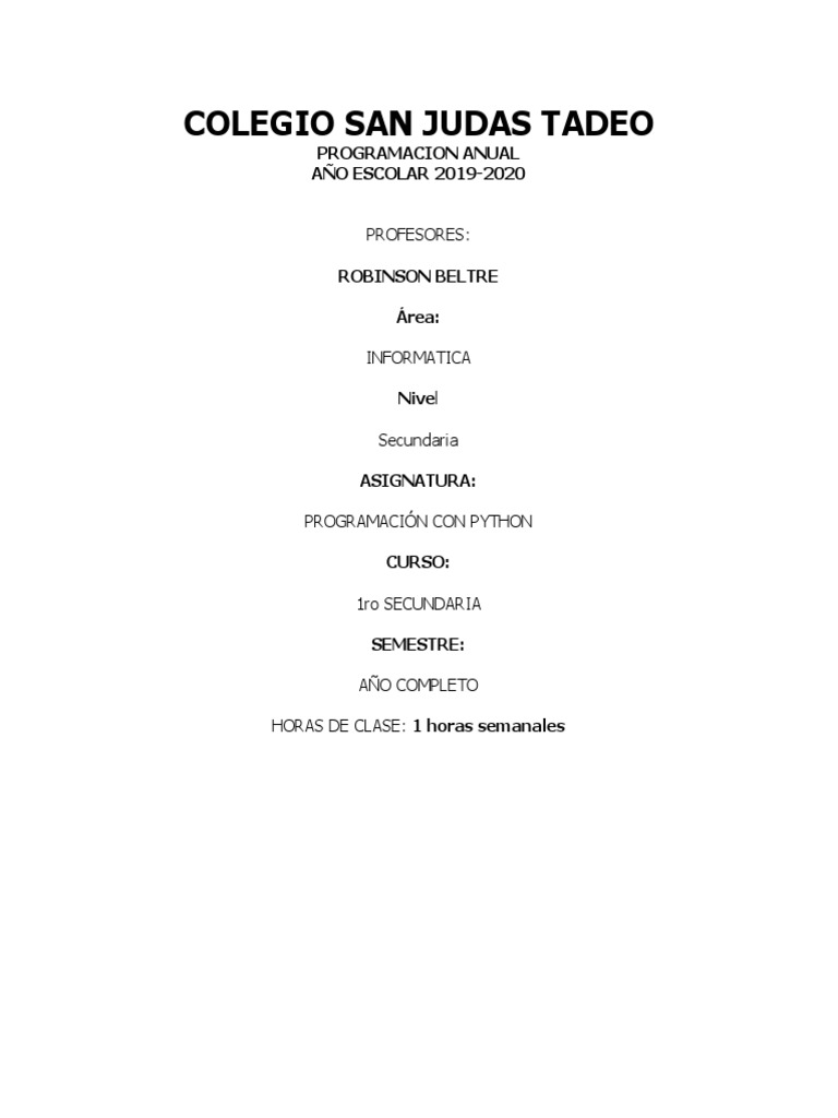 Programación Con Python 1ro Secundaria Introducción A La Programación 6804