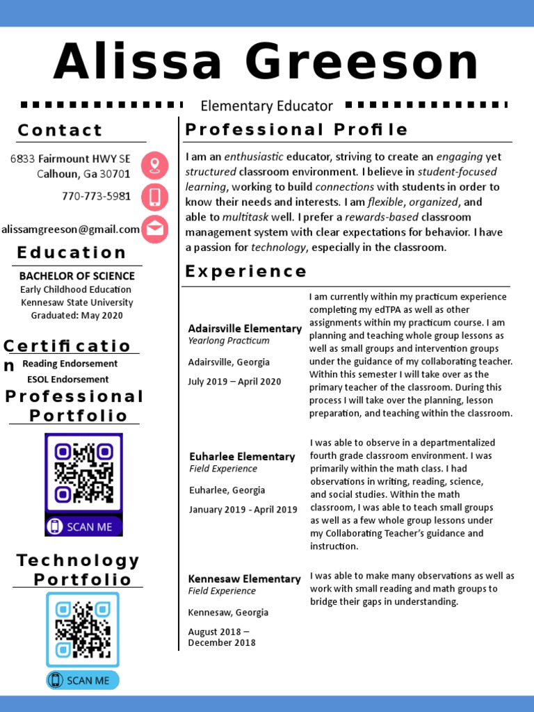 Alissa Greeson Resume | PDF | Classroom | Teachers