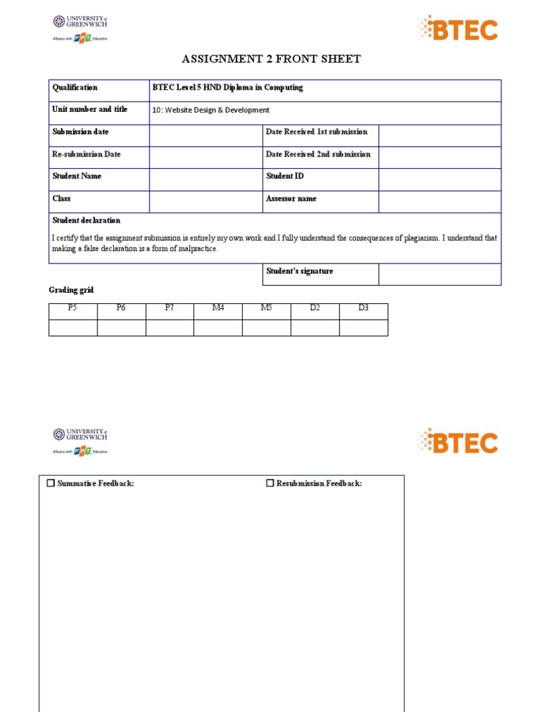 Unit 10. Assignment 2 Frontsheet (2018-2019) | PDF Unit 10. Assignment 2 Frontsheet (2018-2019) | PDF