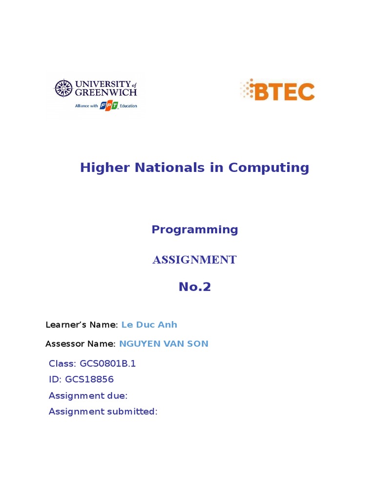 A2 - 1618GCS0801B1 - GCS18856 - Le Duc Anh PDF | PDF | Computer ...