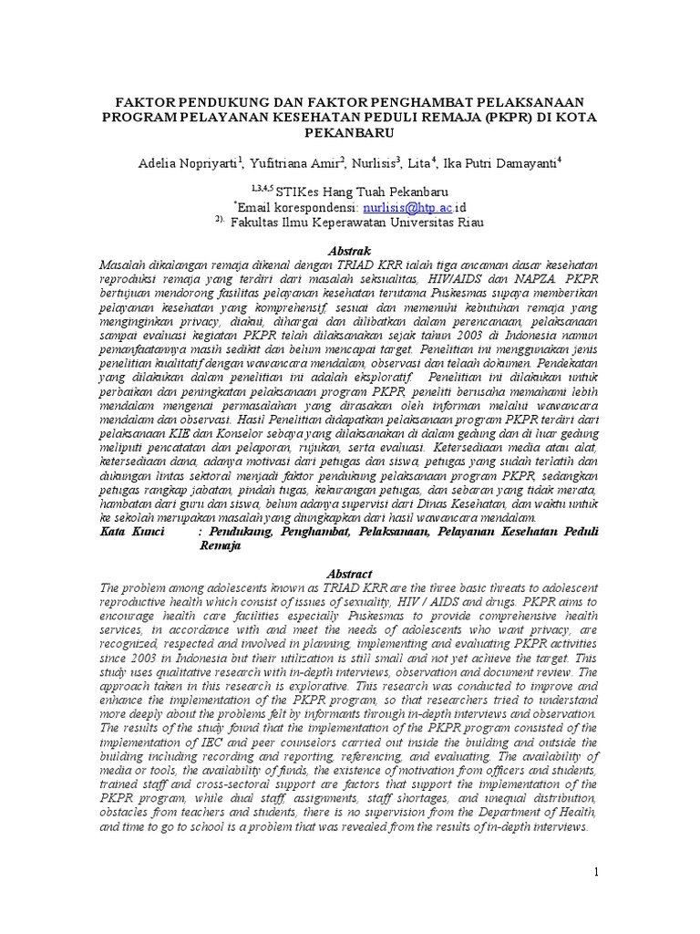 CONTOH ARTIKEL PKPR Adelia | PDF